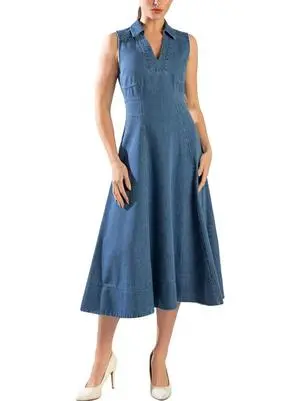 FREEMARKET Sleeveless Midi Dress - Medium Denim