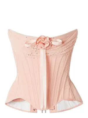 WIEDERHOEFT Wasp Strapless Sequin-embellished Bustier Top - Pink