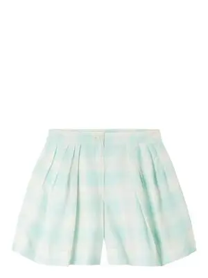 Thierry Colson Kenya Checked Linen And Cotton-blend Shorts - Green