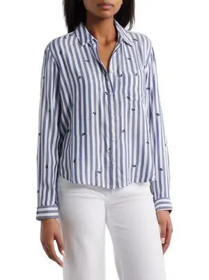 BEACHLUNCHLOUNGE Beachlunchlounge Caitlin Embroidered Shirt Aster Field