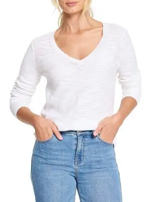 NIC+ZOE Breezy Textures Cotton-blend Sweater - Paper White