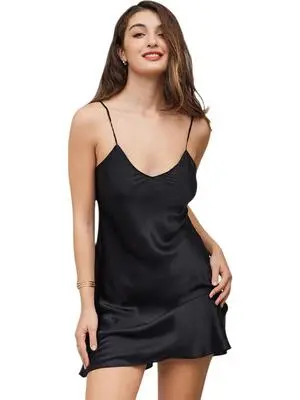 SILKSILKY Pure Silk Slip Dress - Black