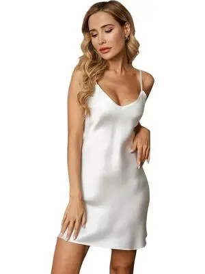 SILKSILKY Pure Silk Slip Dress - White