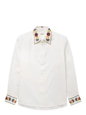 BODE Candyfloss Embroidered Cotton Oxford Shirt - White