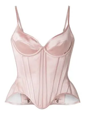 WIEDERHOEFT Salon Silk-satin Bustier Top - Pink