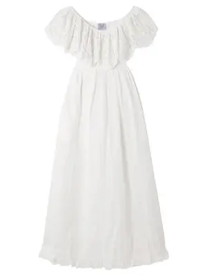 Thierry Colson Milos Ruffled Broderie Anglaise Maxi Dress - Off-white