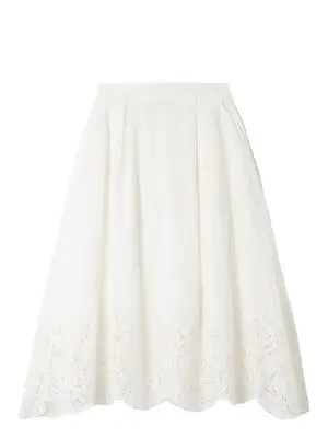 THIERRY COLSON Wynona Broderie Anglaise Midi Skirt