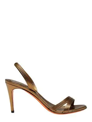 SANTONI Leather Mid-Heel Sandal