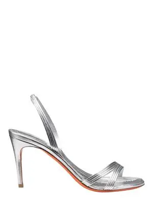 SANTONI Leather Mid-Heel Sandal