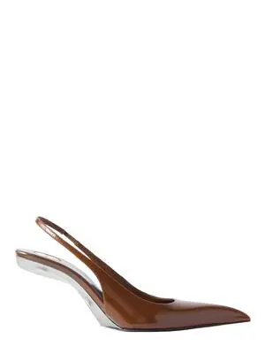 Saint Laurent Miller Patent-leather Slingback Pumps - Brown