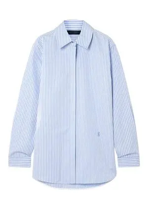 Proenza Schouler Hunter Striped Cotton And Silk-blend Poplin Shirt - Blue