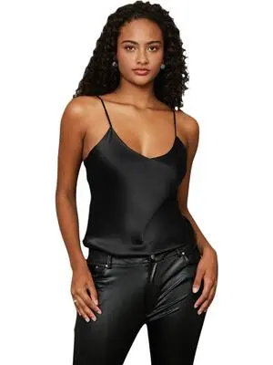SILKSILKY Pure Silk Spaghetti Strap Camisole Black