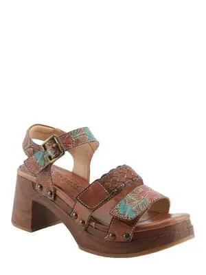 SPRING STEP SHOES Retropel Platform Sandals - Brown Multi