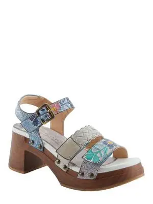 SPRING STEP SHOES Retropel Platform Sandals - Light Grey Multi