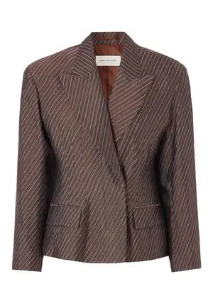 Dries Van Noten Striped Jacquard Blazer - Burgundy