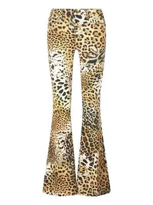 Roberto Cavalli Leopard-print Flared Jeans - Neutrals