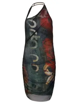 Roberto Cavalli Abstract-print Mini Dress - Black
