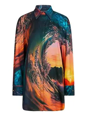 Roberto Cavalli Printed Silk Shirt - Orange