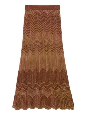 AKEP Chevron-knit Maxi Skirt - Brown