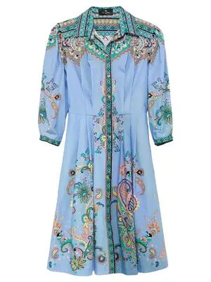 Etro Paisley-print Midi Dress - Blue