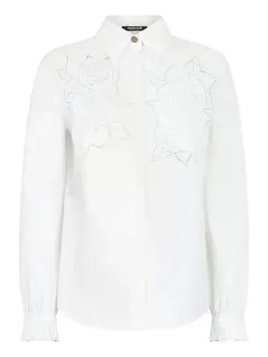 Roberto Cavalli Floral-embroidered Button-down Shirt - White
