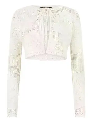 Roberto Cavalli Cropped Knitted Cardigan - White