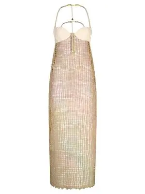 Roberto Cavalli Sheer Midi Dress - Neutrals