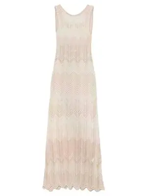 AKEP Chevron-knit Maxi Dress - Neutrals