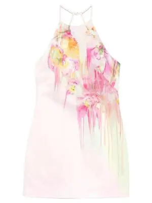 Blumarine Flora-print Mini Dress - Pink
