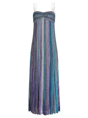 Missoni Sequin-embellished Striped Ribbed-knit Maxi Dress - Violet