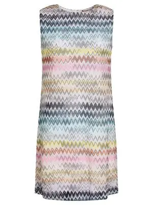 Missoni Metallic Crochet-knit Mini Dress - Light Gray