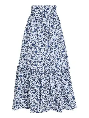 Loretta Caponi Tecla Floral-print Maxi Skirt - Navy