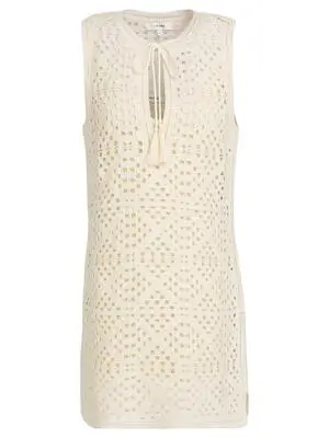 FRAME Tasseled Crocheted Mini Dress - Cream