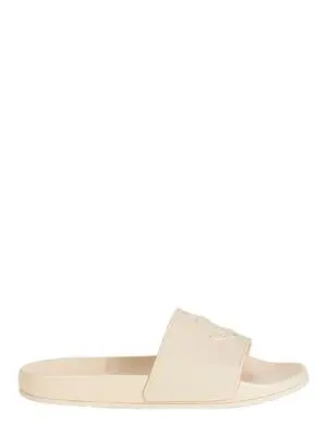 JIMMY CHOO Port Embossed Rubber Slides - Ecru