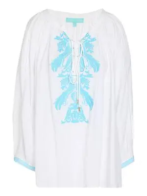 Melissa Odabash Kitty Embroidered Woven Blouse - White