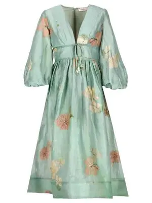 Zimmermann Floral-print Dress - Blue
