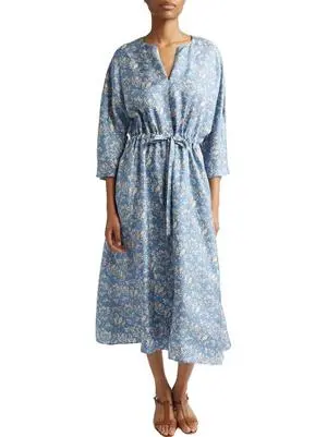 Max Mara Vanessa Floral-print Silk Twill Midi Dress - Light Blue