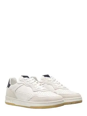 Clae Haywood Leather Low Top Sneakers - White Navy Light Natural Gum