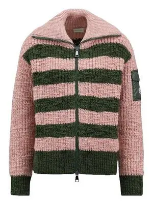 Moncler Striped Back Cardigan - Antique Pink/green