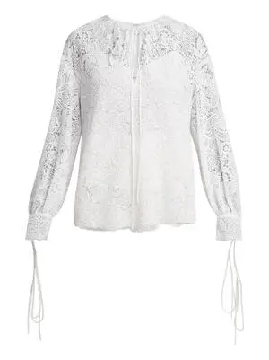 Erdem Floral Lace Drawstring Blouse - Ivory