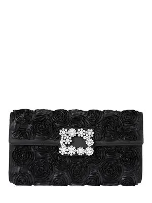 ROGER VIVIER Satin Efflorescence Clutch - Black