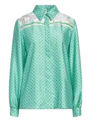 LIU •JO Geometric-print Satin Shirt - Green