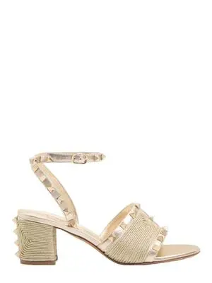 Valentino Garavani Rockstud Sandal With Cornely Embroidery - Platinum