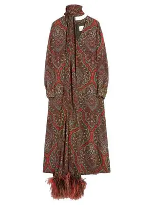 Valentino Garavani Voyage Imaginaire-print Midi Dress - Brown