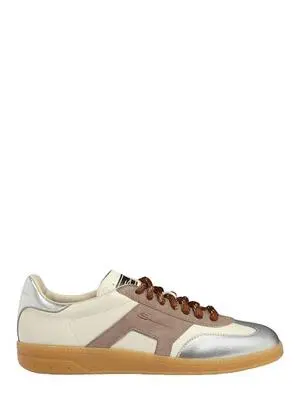 Santoni Leather And Suede Sneakers - Natural