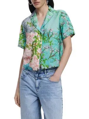 Desigual Printed Button-up Shirt - Water Green