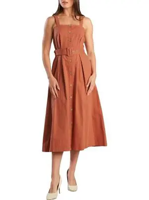 FREEMARKET Cotton Sleeveless Midi Dress - Rust