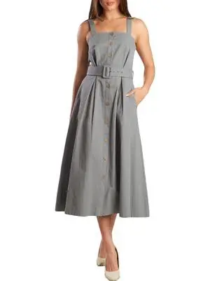 FREEMARKET Cotton Sleeveless Midi Dress - Steel Blue