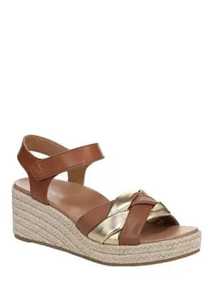 Vionic Saratoga Espadrille Wedge Sandal - Tan/ Gold