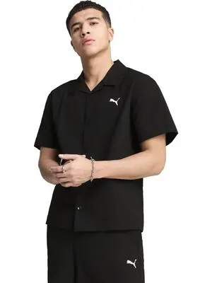 PUMA Wardrobe Essentials Seersucker Relaxed Shirt - Black